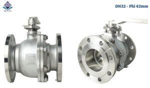 Van bi DN32 Phi 42mm inox, tay gạt | Sẵn hàng tại kho Hà Nội
